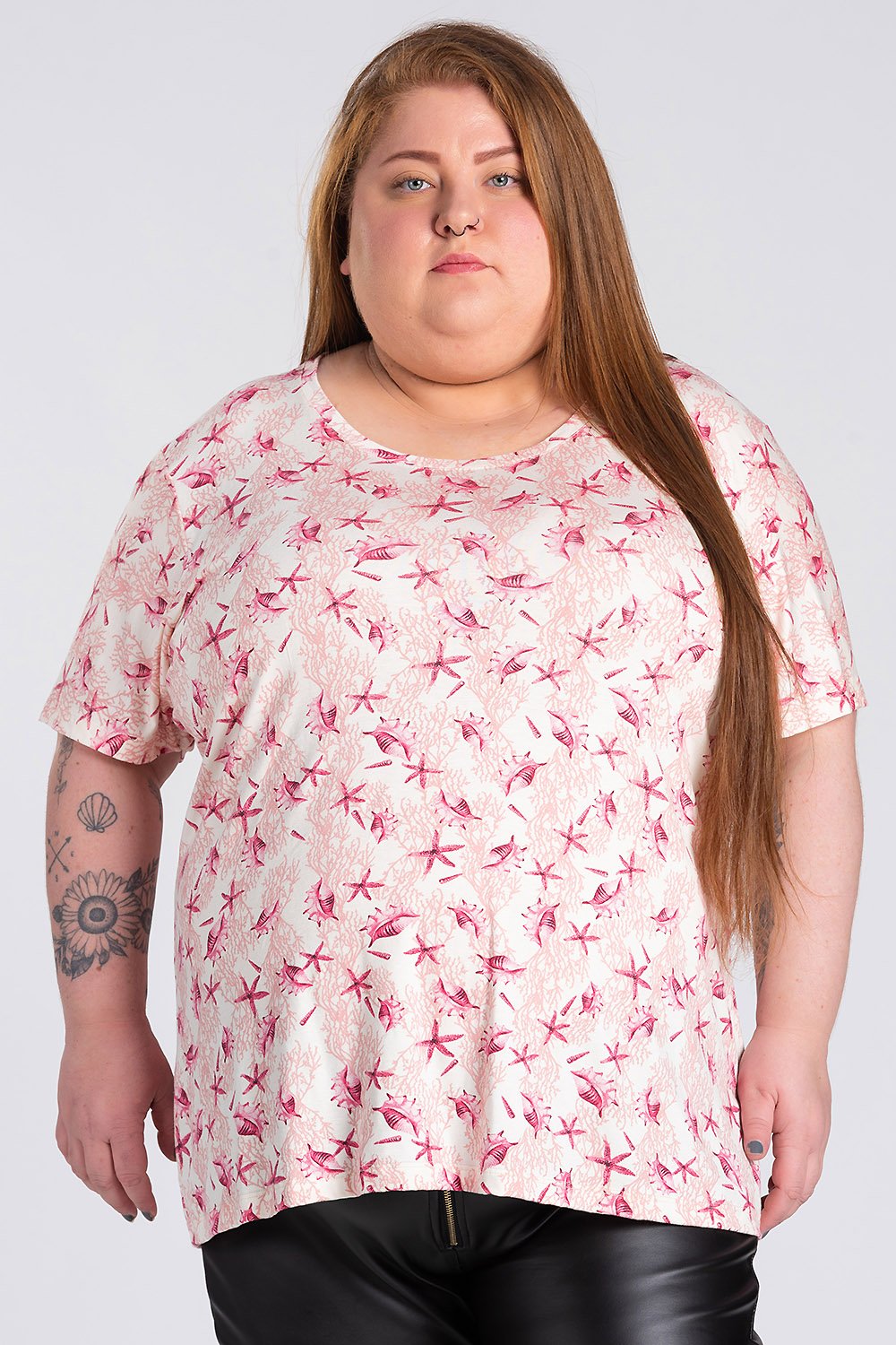 Blusa Feminina Plus Size Malha de Viscose Estampada - Serena